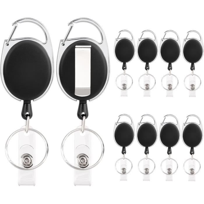 Porte Clef Retractable, 10 Pièces Porte Badge Retractable avec Porte ...