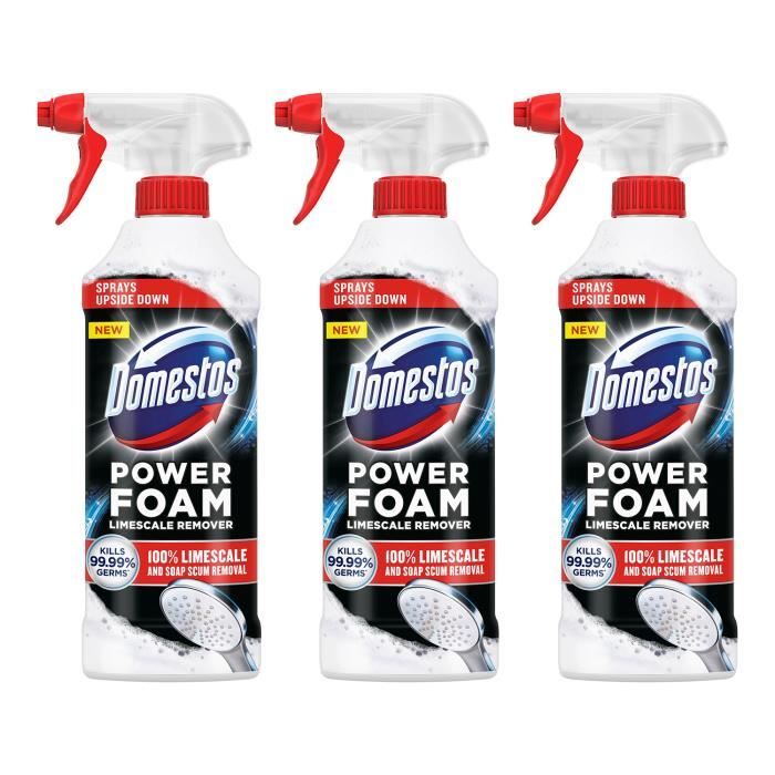 Domestos Power Foam Toilet & Bathroom Cleaner Spray Limescale Remover 3 ...