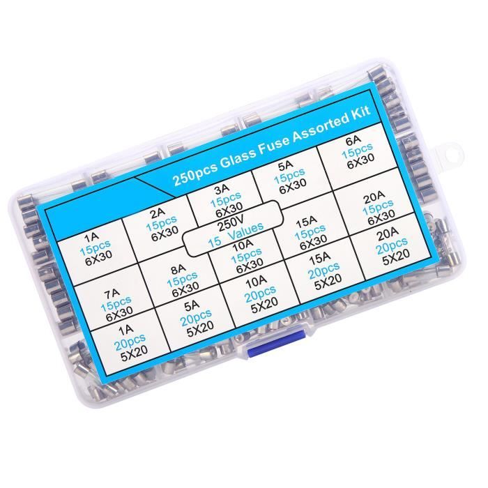 Ej Life Kit De Fusible En Verre 250 Pièces Fusible En Verre 6x30 5x20mm