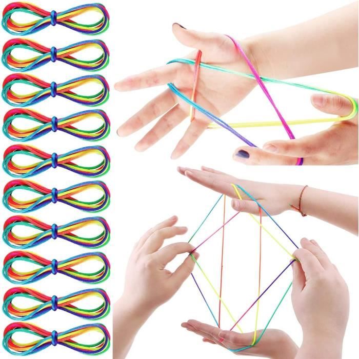 10 Pcs Corde à Doigts,élastique Stringz Jouet,Cats Cradle Corde, Jeux ...