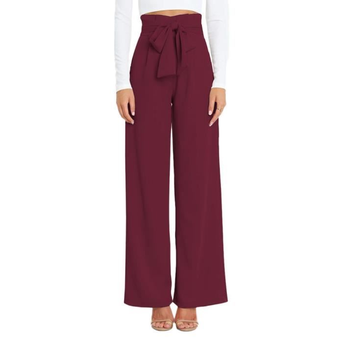 Pantalon Femme Chic et Elegant Larges Taille Haute Ample Pantalons avec ...
