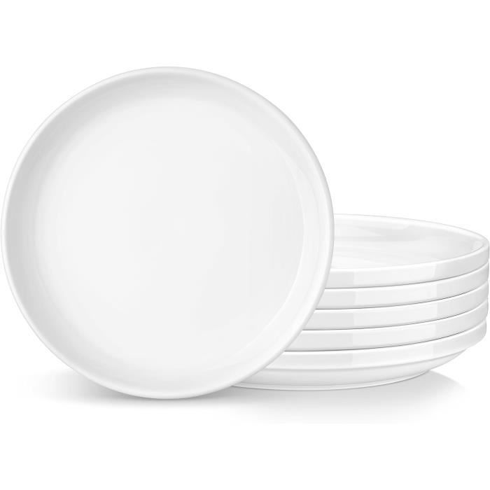 Lot De 6 Assiettes Plates En Porcelaine | Assiette À Dîner Blanc | Ø26 ...