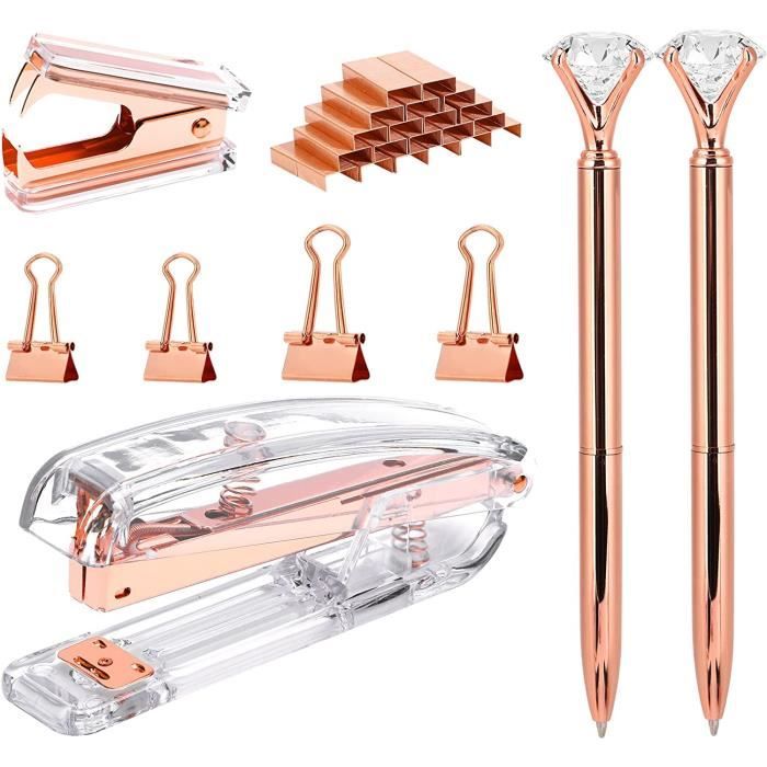 Icyant Ensemble d'agrafes en or rose, kit d'accessoires de bureau ...