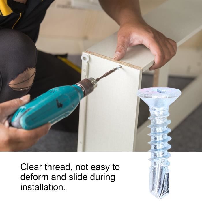 FHE Vis autoperceuse Lot de 50 vis auto-perceuses en acier au carbone 4,2 x 19 mm pour ...