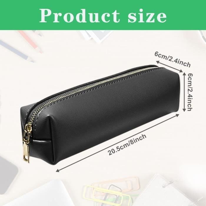 Trousse Scolaire Cuir Noir 20,5 * 6 * 6 Cm Trousse Scolaire Ronde Cuir Plumier Cuir Zippé ...