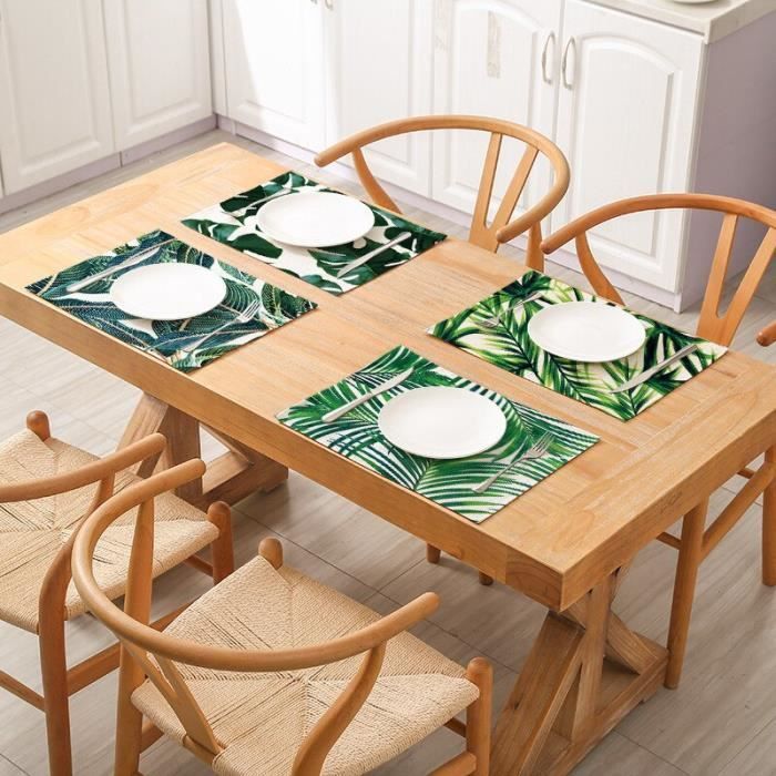SET DE TABLE,15-32x42cm--Napperon de Table antidérapant, feuille de ...