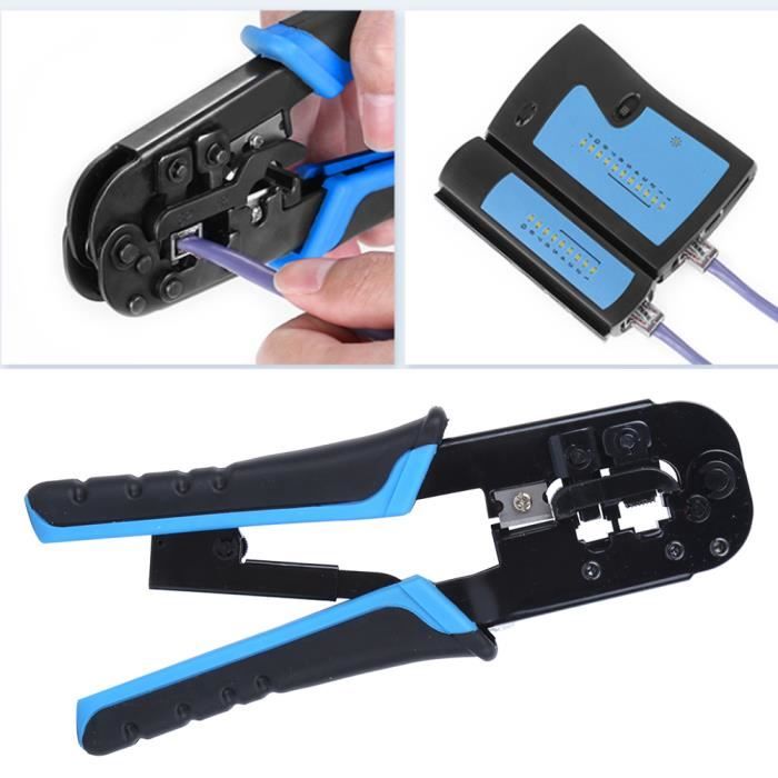 Pinces à sertir RJ45 RJ11 double usage CUQUE - tête de cristal - bleu ...