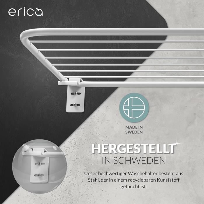 Sechoir Mural Beda 70X50Cm, Etendoir À Linge Mural Dépliable À Capacité ...