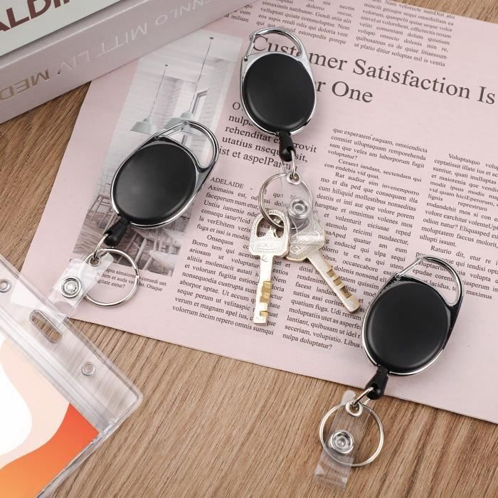 Porte Clef Retractable, 10 Pièces Porte Badge Retractable avec Porte ...