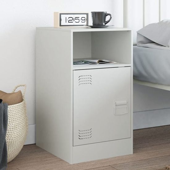 Table de chevet-Table de nuit blanc 34,5x39x62 cm acier 961525 ...