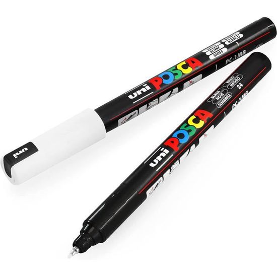 Posca Uni PC-1MR Lot de 2 marqueurs peinture Noir et blanc [303 ...