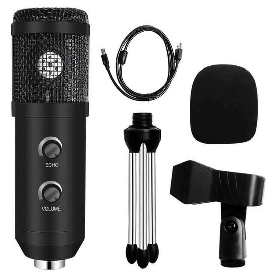 Microphone,Microphone USB E20 PC, micro avec bras Ring Light de 6 ...