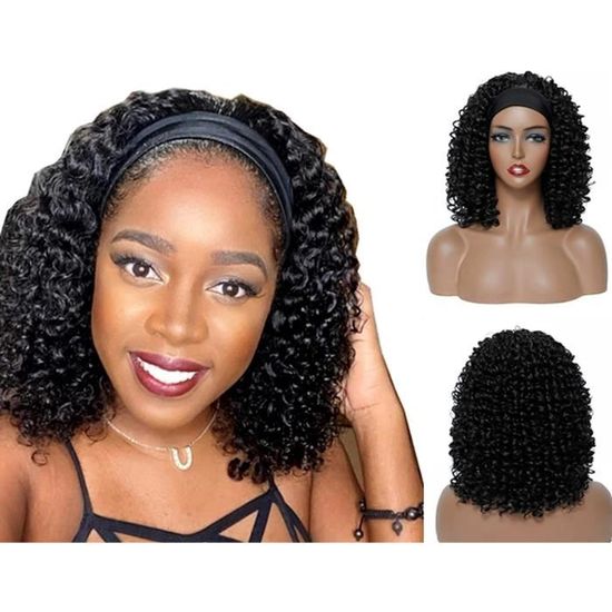 Perruques Courtes Bouclées Pour Les Femmes Noires Perruque Bandeau Noir ...