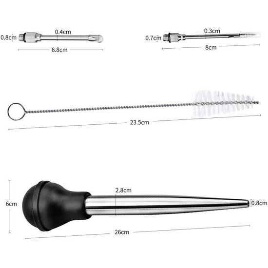 WANDEFOLPoires à Sauce en Acier Inoxydable 304 et Caoutchouc, Poire à ...