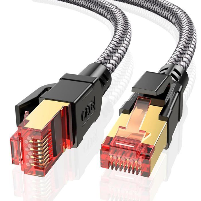 Ltemziiy Cat 8 Câble Ethernet 8M, Cat8 Tressé Rond Haut Débit (40Gbps ...