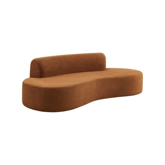 Canapé virgule organique 3 places tissu chenille terracotta - Curv ...
