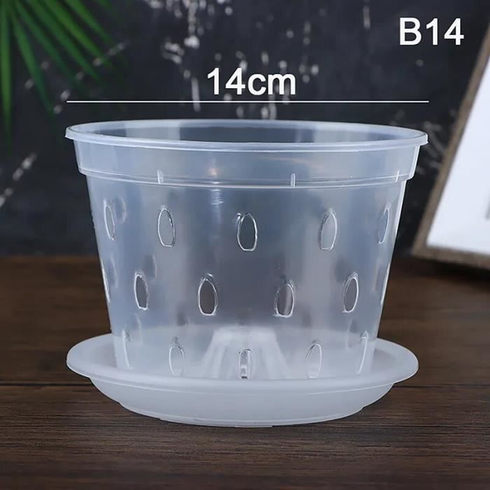 Pot de fleurs - B14 - Transparent - Plastique - Avec trous - Jardinière ...