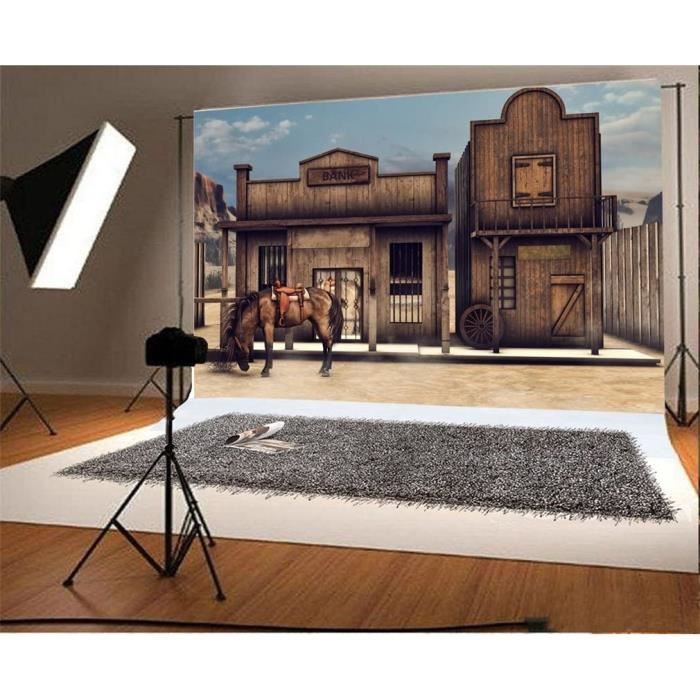 2,2x1,5m Vinyle Toile de Fond Far West Maison Banque Building Western ...