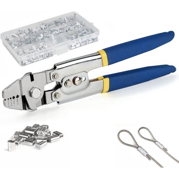 Pince à sertir pour câble métallique avec kit de 150 viroles, jusqu'à 2 ...