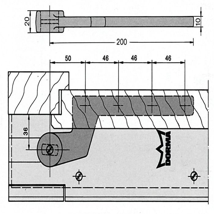 Pivot de sol et accessoires - DORMA - 7411/46 - Bras du bas coudé ...