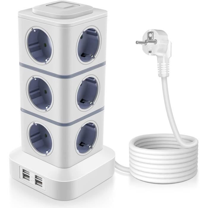 16 En 1 Multiprise Electrique 12 Prises 4 Ports Usb Tour Multiprise ...