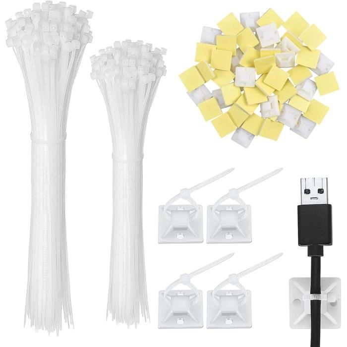 200 Pièces Attaches De Câble 100Mm-150Mm Et 100 Pièces Base De Auto ...