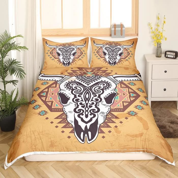3pcs Housse de couette en Polyester,motif crâne de vache Tribal,motif ...