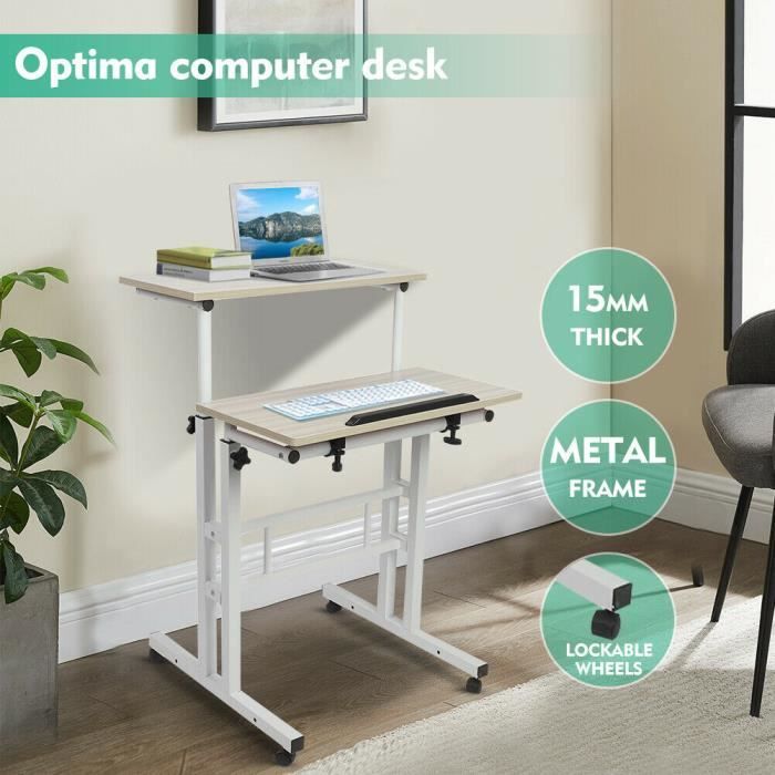 Bureau d' Ordinateur Roulant Portable Table Informatique Poste de ...