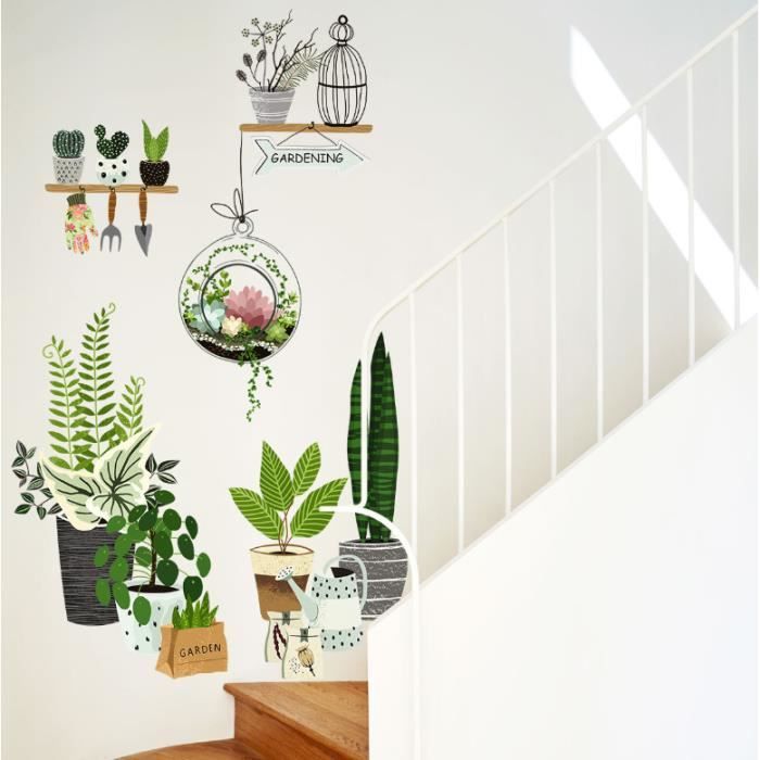 Kalavika Sticker Muraux Plantes Verts Autocollant Décoratif Murale pour ...