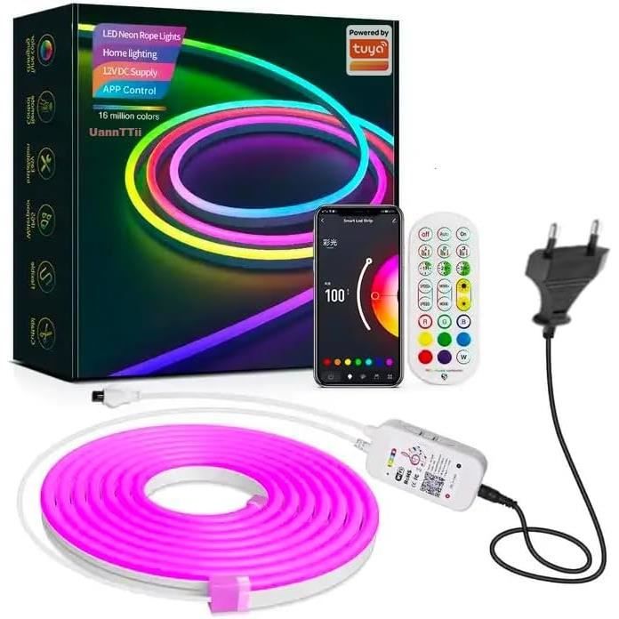 Smart Neon Light Strip Tuya Wifi Rgb Lighting Strip Waterproof Music ...