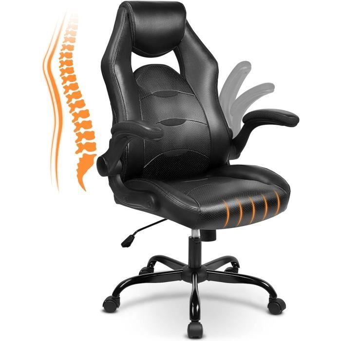 Chaise de Bureau Ergonomique 150Kg avec accoudoirs Pliables, Fauteuil ...