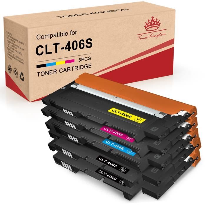 5x CLT-406S Toner Compatibles pour Samsung CLT-K406S CLT-C406S CLT ...