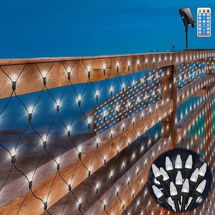Filet Lumineux Solaire - 3 X 2 M - 200 Led - Guirlande Lumineuse ...