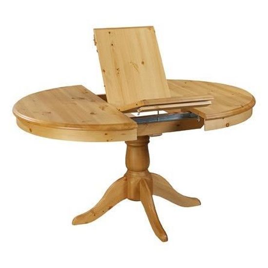 Table ronde en pin 110 cm avec rallonge 40 cm - Cdiscount Maison