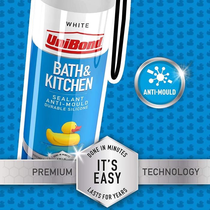 Mastic silicone UniBond résistant aux moisissures pour salle de bain et ...