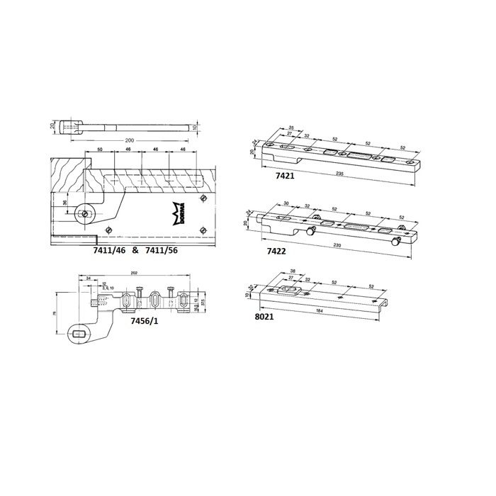 Pivot de sol et accessoires - DORMA - 7411/46 - Bras du bas coudé ...