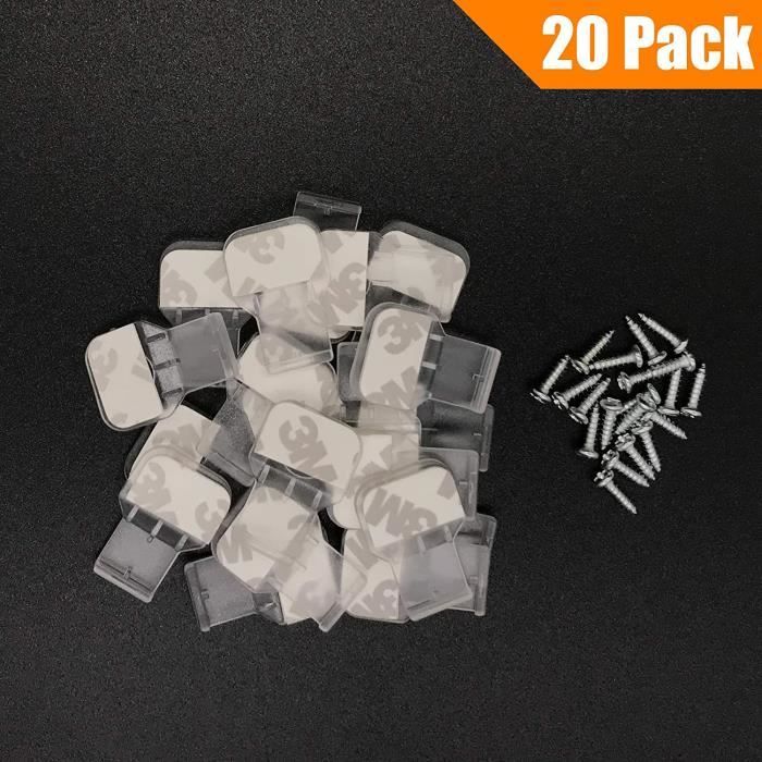 Lot de 20 clips de support de montage pour bande LED, clips de fixation ...