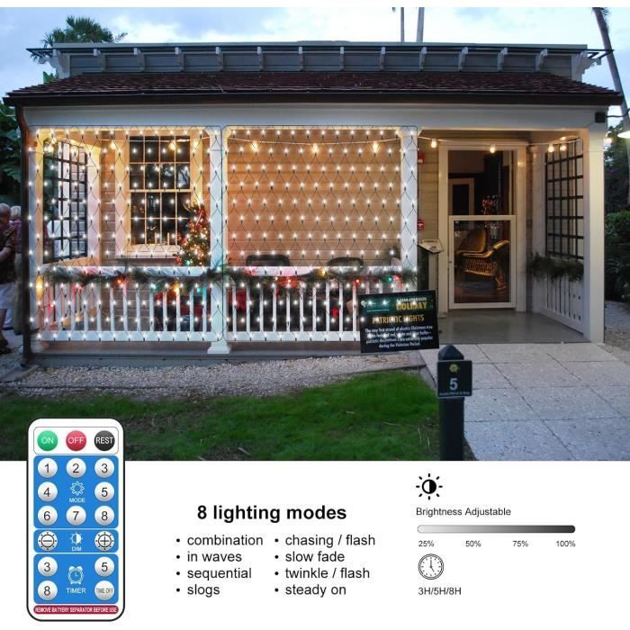Filet Lumineux Solaire - 3 X 2 M - 200 Led - Guirlande Lumineuse ...