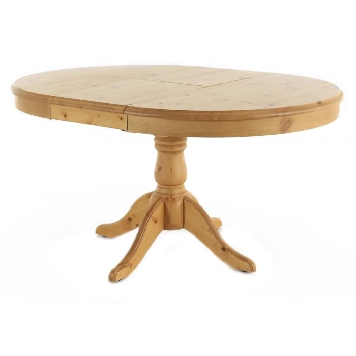 Table ronde en pin 110 cm avec rallonge 40 cm - Cdiscount Maison
