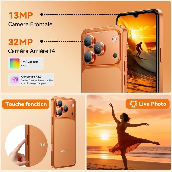 Smartphone Blackview WAVE 7C,Android 16 Téléphone Portable,6.56" 16Go(4 ...