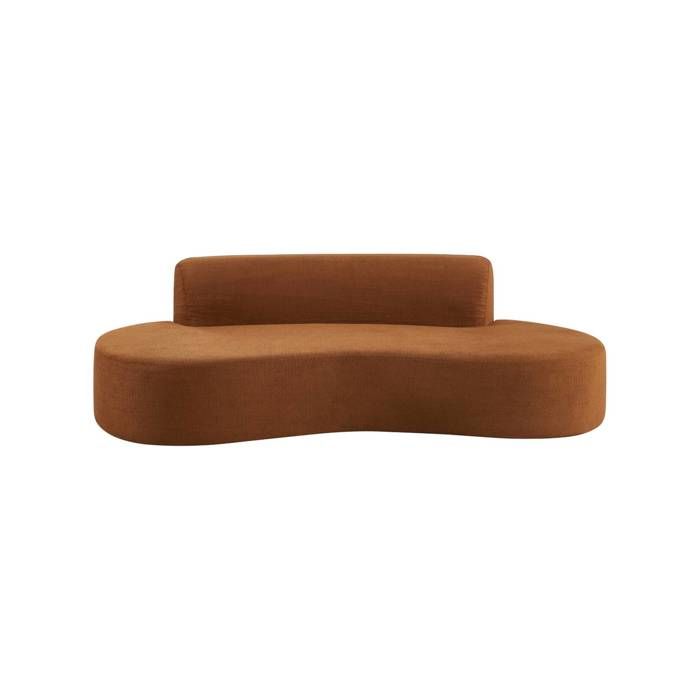 Canapé virgule organique 3 places tissu chenille terracotta - Curv ...