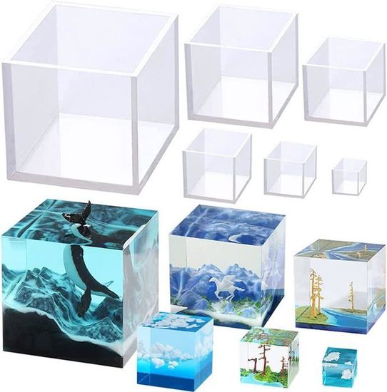 Moule Resine Epoxy Carre, Moules Silicone Cube Moulle en Résine Moulage ...