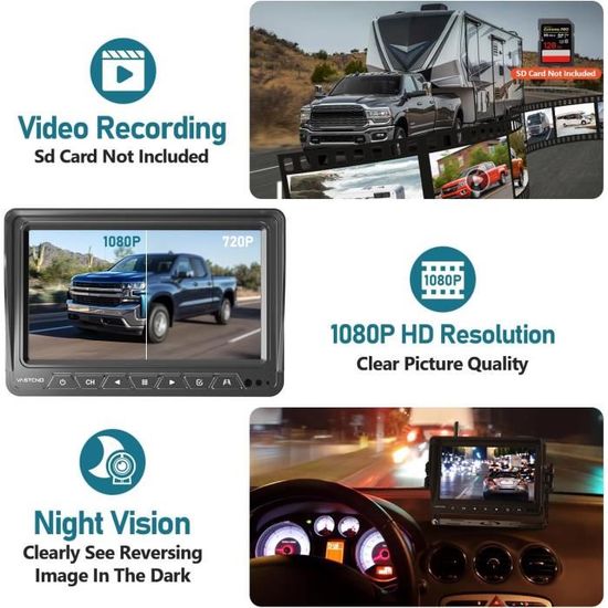 VASTEND M1 Pro Caméra de Recul sans Fil avec Fonction Radar,écran ...