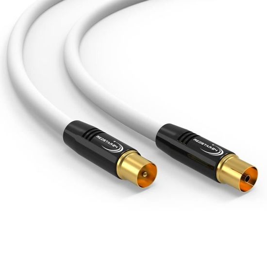 Câble d'antenne 10m Blanc - Mâle à Femelle IEC Coaxial - Câble Coaxial ...