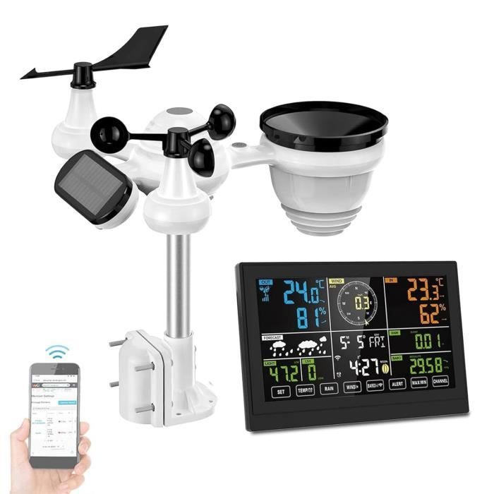 Station Météo Sans fil Avec Capteur Extérieur,Station Météo Intelligente 7-En-1 avec Température ...