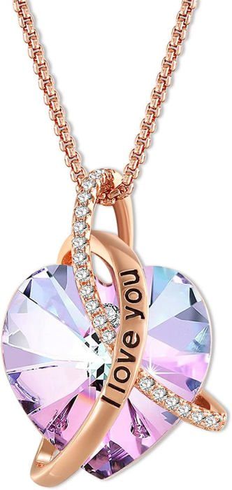 Collier Coeur-Améthyste pour Femme Collier Pendentif Coeur or ...