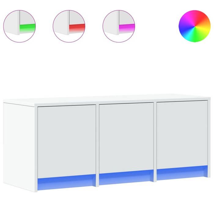 Meuble TV avec LED | banc tv | meuble de rangement blanc 97x34x40 cm ...