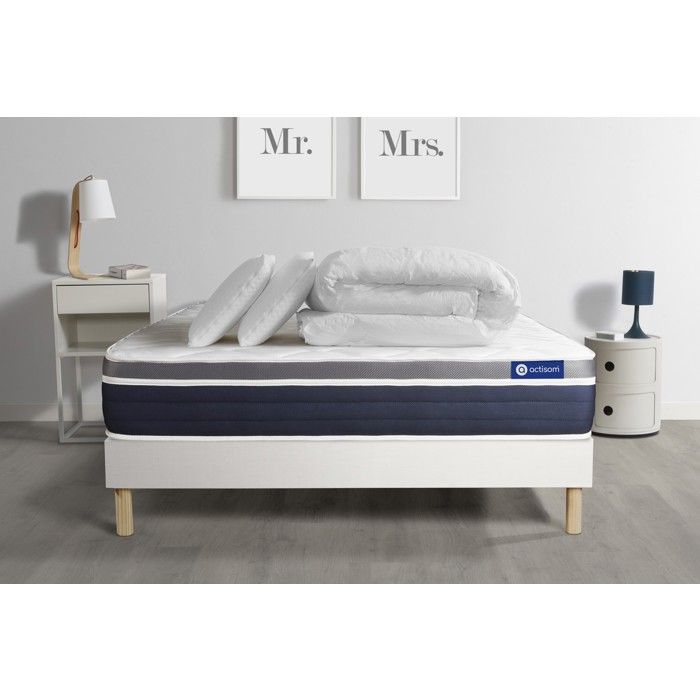 Pack prêt à dormir ACTILATEX CONFORT Matelas Latex + mémoire de forme 180x200 cm + sommier KIT ...
