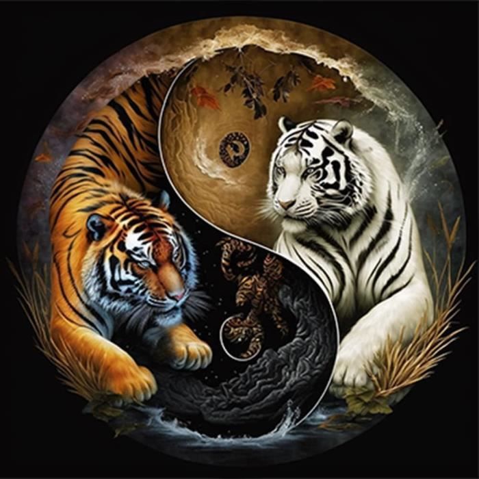 Broderie Diamant Ying Yang Kit Complet Bricolage Diamond Painting Tigre ...