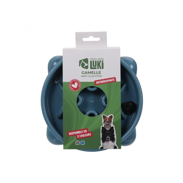 Mon ami Luki - Gamelle anti glouton - BLEU - 16x16x3,5CM - Cdiscount